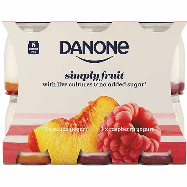 Danone Simply Fruit Peach Raspberry Yogurt 6X110g - UK Frozen Food